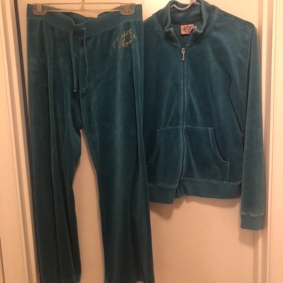 Juicy Couture | Pants & Jumpsuits | Vintage Teal Velour Sweatsuit Xl | Poshmark